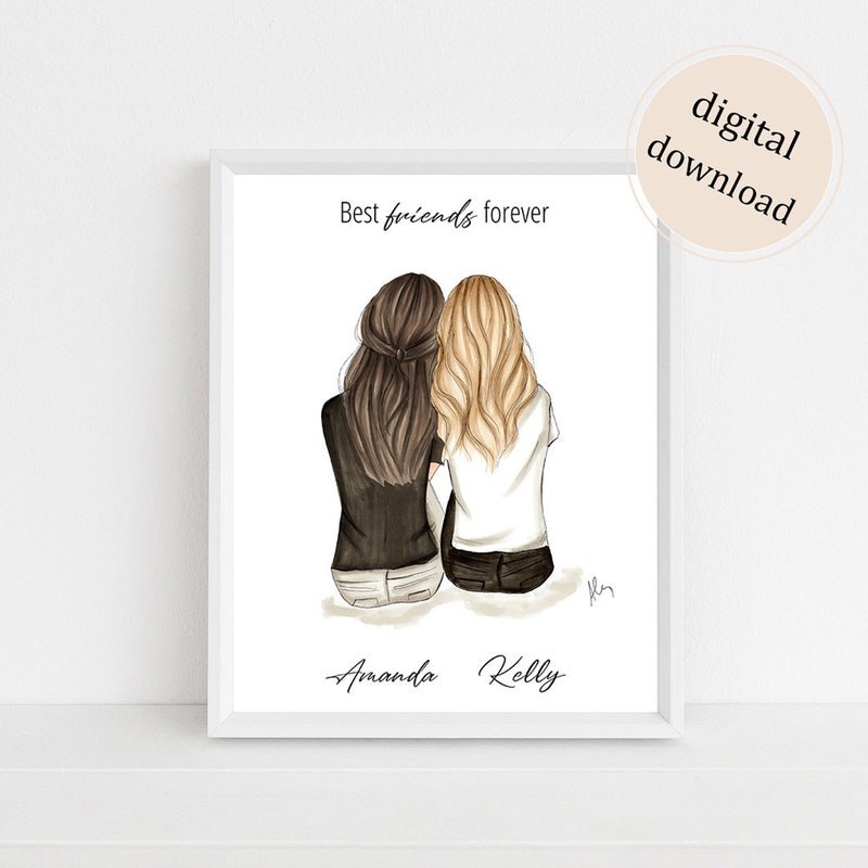 Best Friends Drawing - Etsy