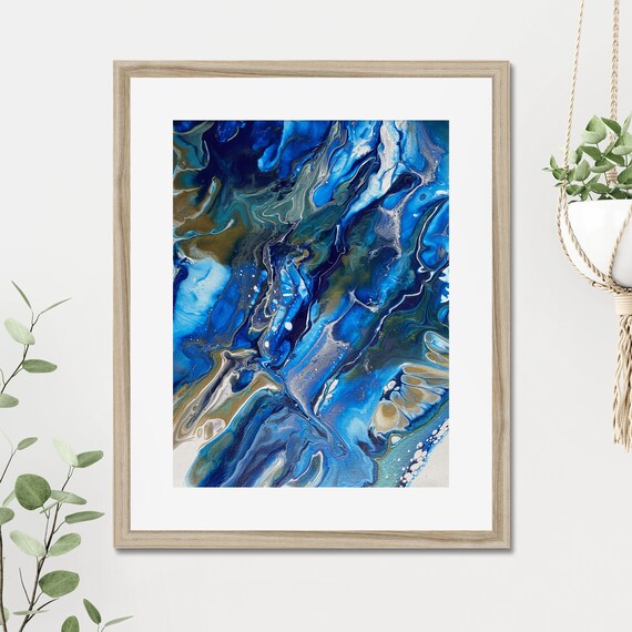Blue Abstract Art Print A4 A3 or 30 X 40 Cm Modern Art | Etsy