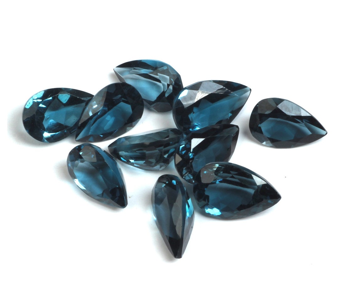 Natural London Blue Topaz Pear Cut Faceted AAA Loose Gemstone Assorted ...