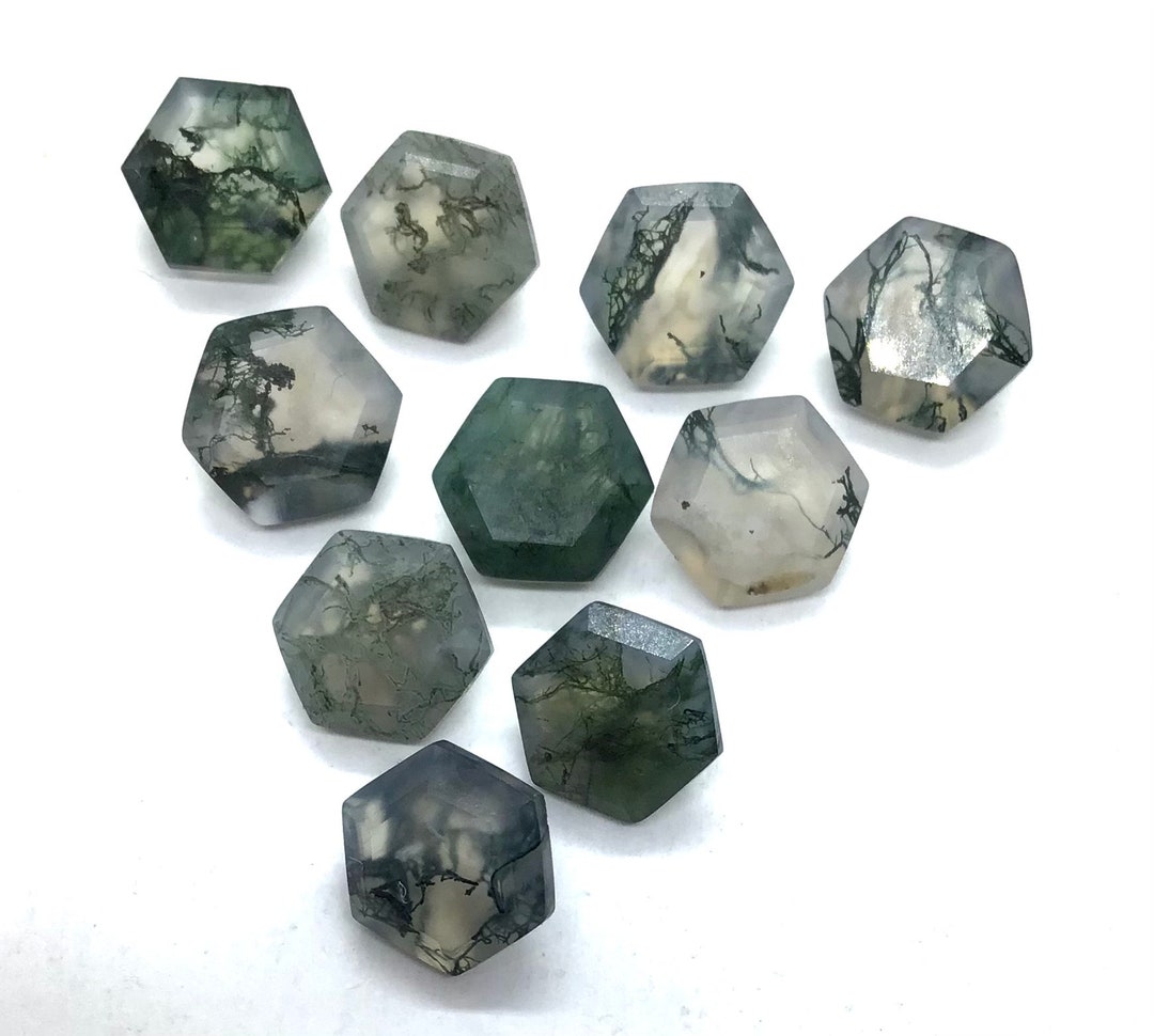 Natural Moss Agate Hexagon Cut Gemstone, Jewelry Making (6-15mm) - Etsy