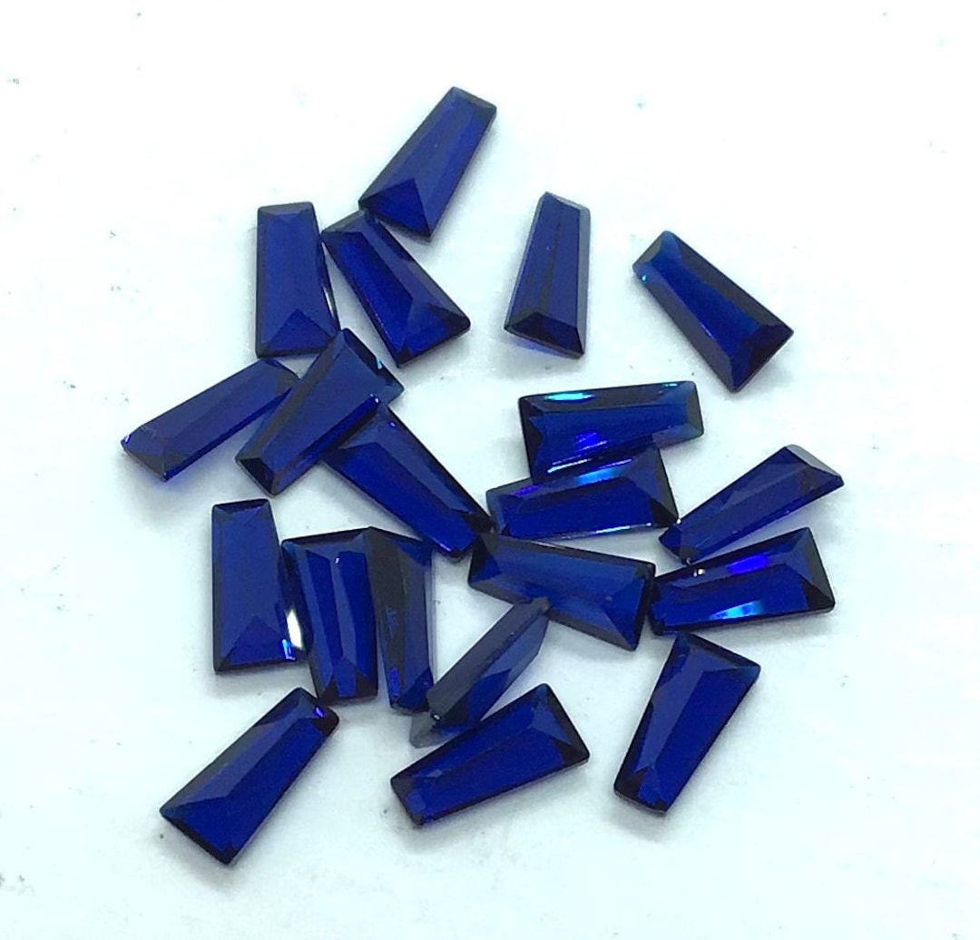 Sapphire Tapper Baguette Cut Faceted Lab Created Sapphire Baguette Blue ...