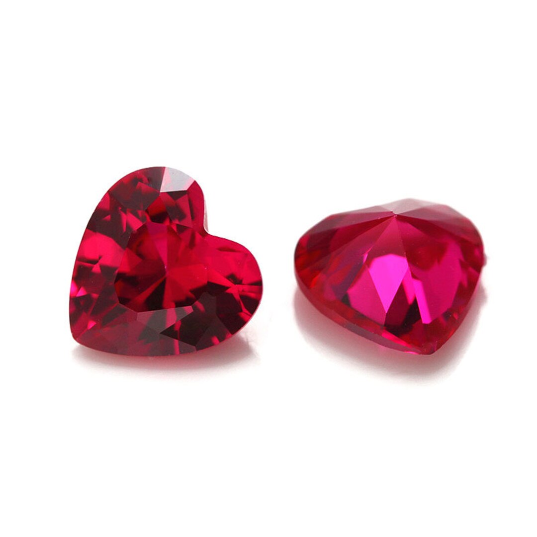 Ruby Heart Cut Faceted Lab Created 3mm-10mm Ruby Color Heart Synthetic ...