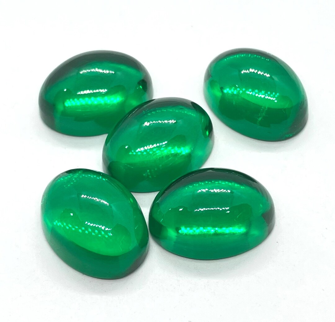 Emerald Oval Flat Back Cabochon Lab Created Green Emerald - Etsy