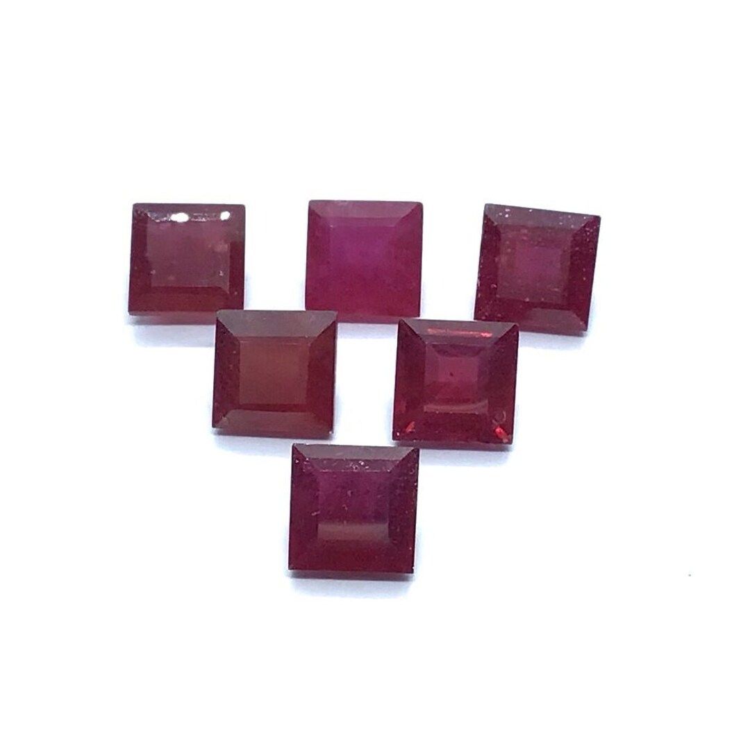 Pink Ruby Glass Filled Square Cut Gemstone, Jewelry Making (4-12mm) - Etsy
