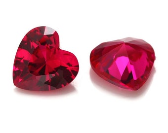 Lab Created Ruby Heart - Etsy