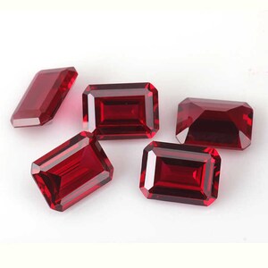 Ruby Octagon Cut Faceted Lab Created 4x6mm-8x10mm Ruby Color Octagon ...