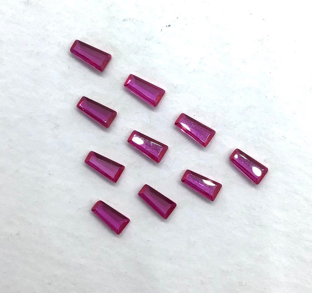 Ruby Tapper Baguette Cut Faceted Lab Created 2x1.25x1mm to 5x3x2mm Ruby ...