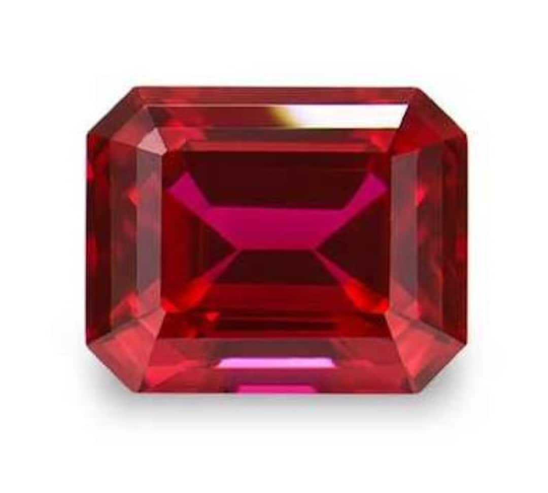 Ruby Octagon Cut Faceted, Emerald Shape Lab Created Ruby Loose Gemstone ...