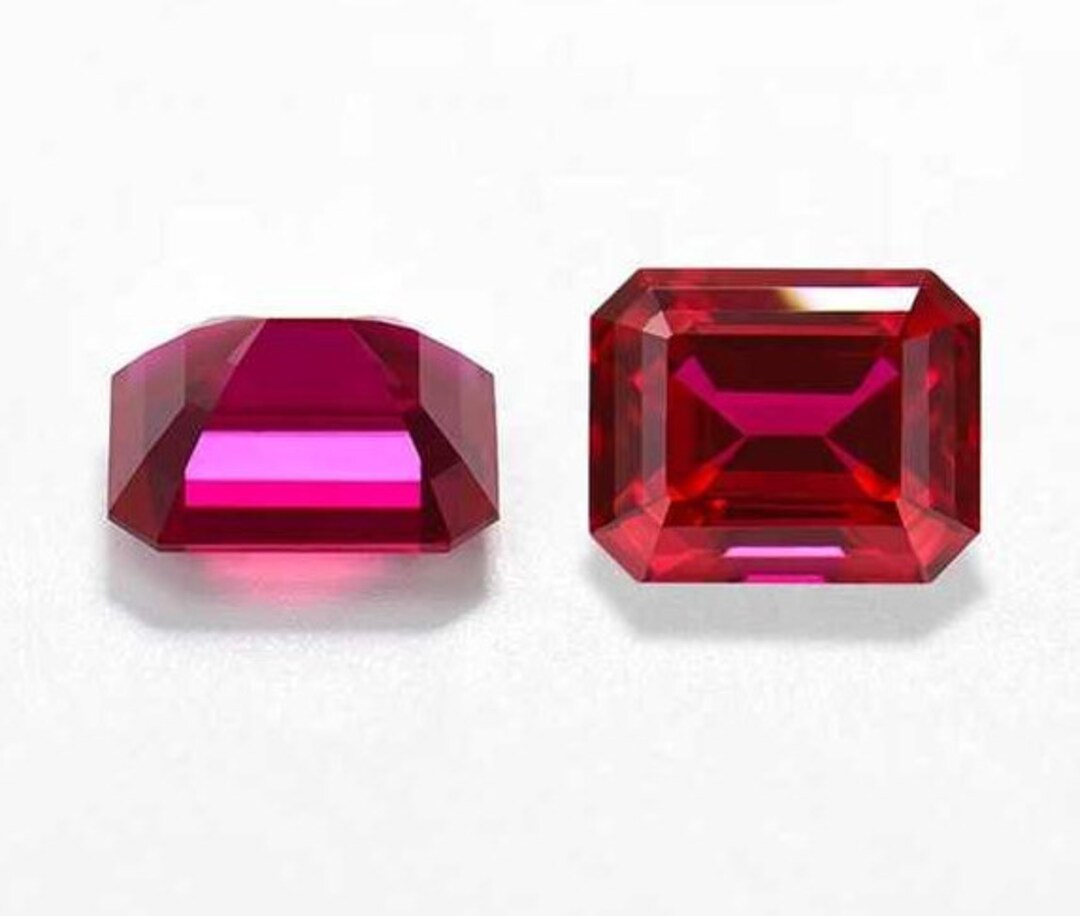 Ruby Octagon Cut Faceted Lab Created 4x6mm-8x10mm Ruby Color Octagon ...