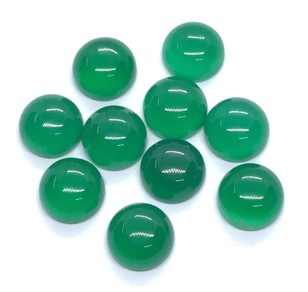 Natural Green Onyx Cabochon, Round Flat Back Gemstone (4-30mm) - Etsy