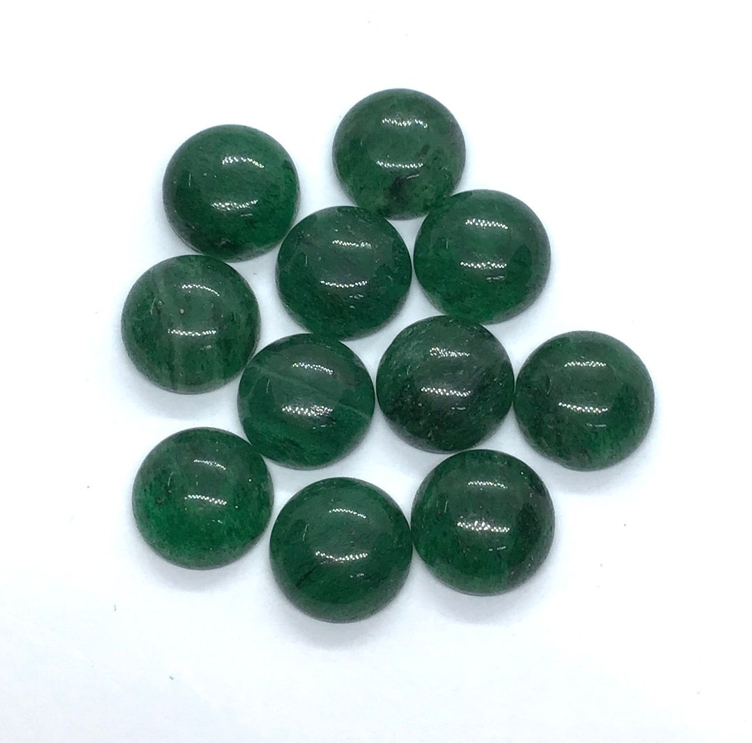 Natural Green Aventurine Flat Back Shape Round Cabochon 100% AAA Loose ...