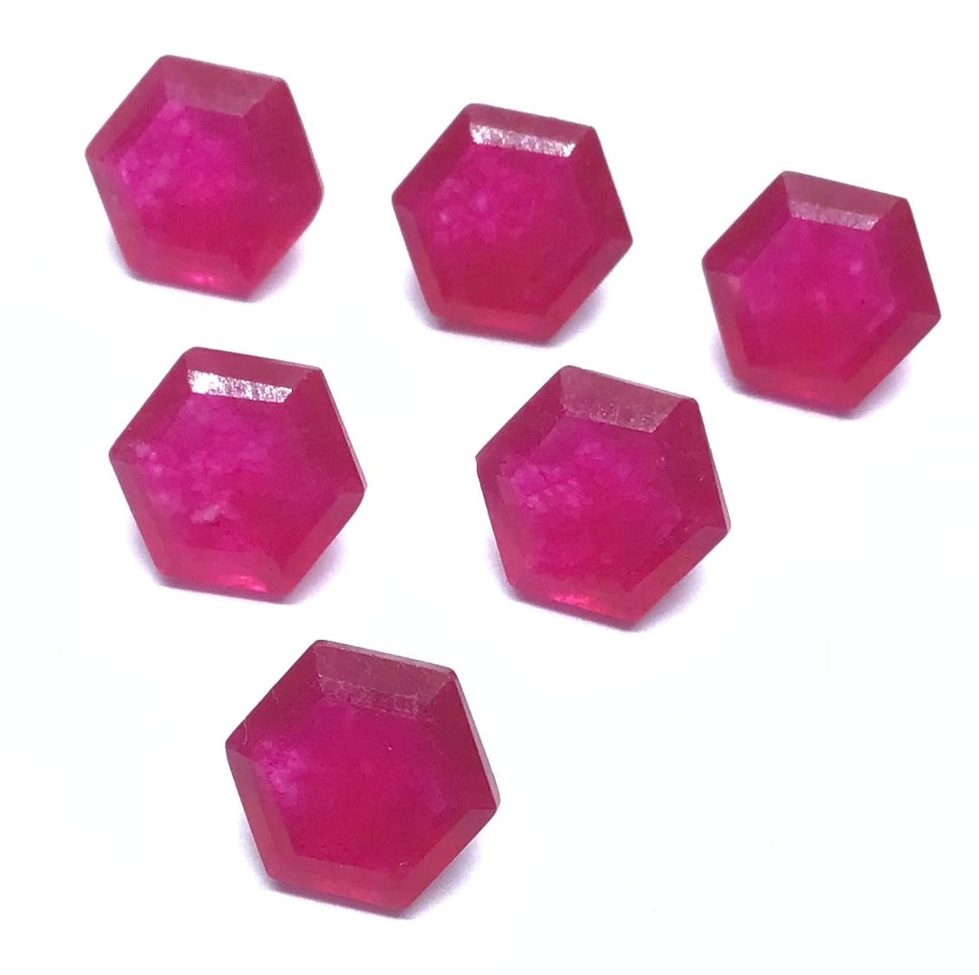 Ruby Quartz Gemstone: Faceted Hexagon Cut, Jewelry Making (6-15mm) - Etsy