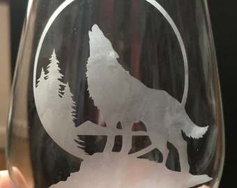 Howling Wolf Glass | Etsy