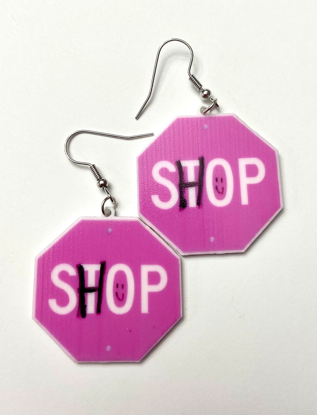 FREE SHIP Shop Sign, Stop Sign Shopping Unique Earrings, Shopping ...