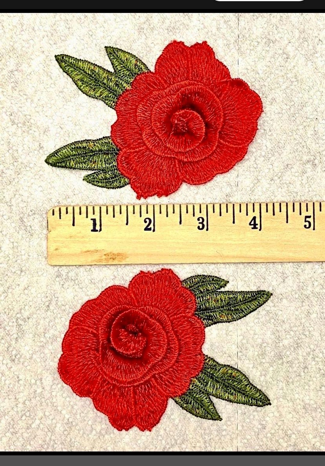 FREE SHIPPING (set of 2) Red Rose Applique 3D Flower Applique Patch - Etsy