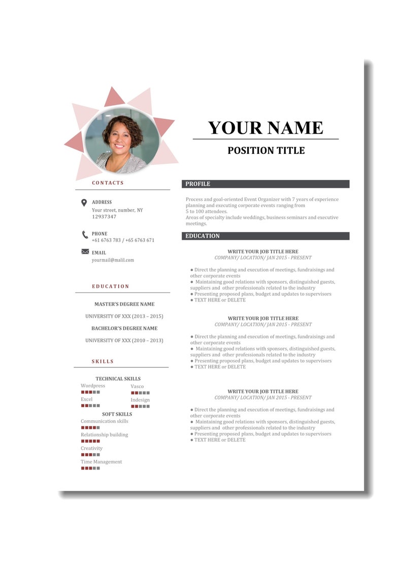 Outstanding Resume Template CV Template Effective Cover - Etsy