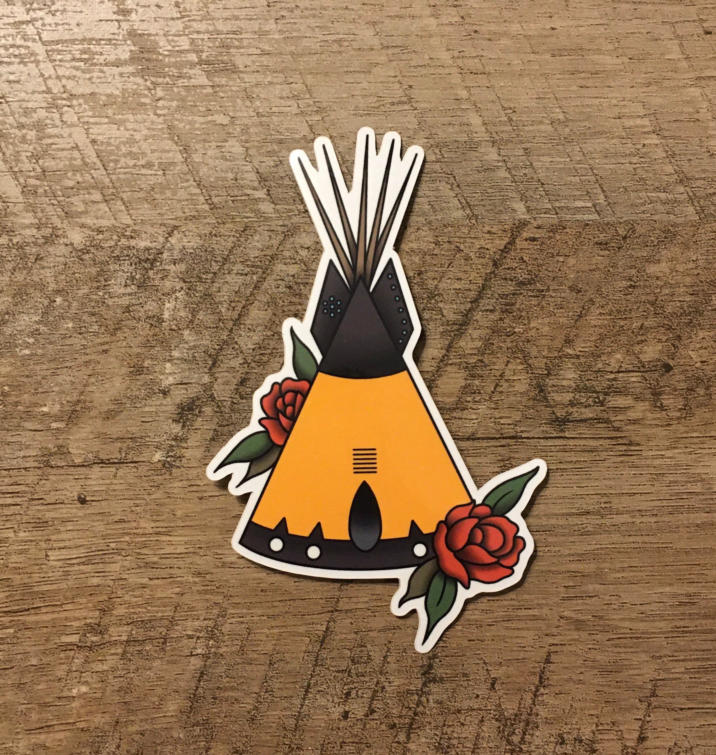 Yellow Tipi With Roses Vinyl Sticker | Etsy Canada