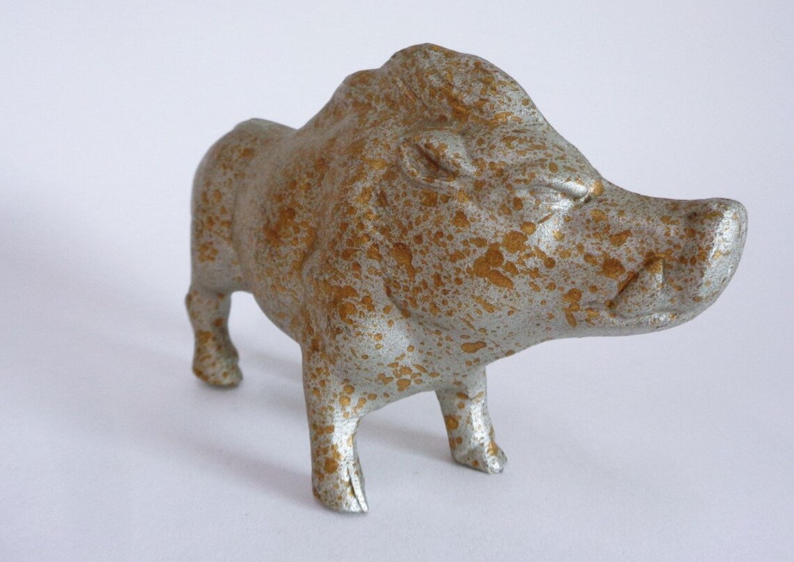 A3815 Wild Boar Iron Statue-okimono Ornament ,metal Wild Boar Sculpture ...