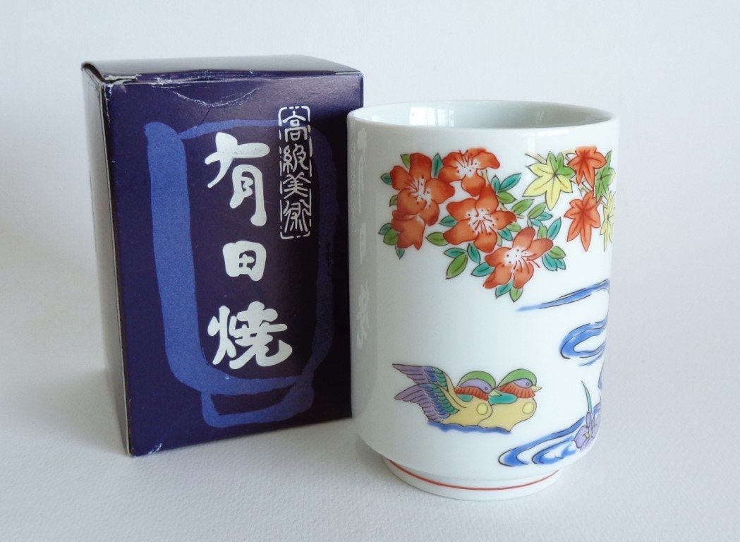 Yunomi Teacup Mandarin Ducks Pattern ,japanese Arita-yaki Fine Kaolin ...