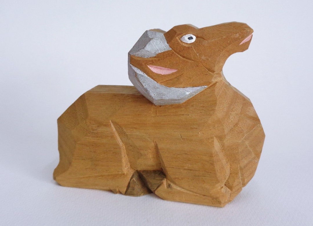 Hills Ram Nara Ittobori Doll Wood Carved Small Sculpture Okimono ...