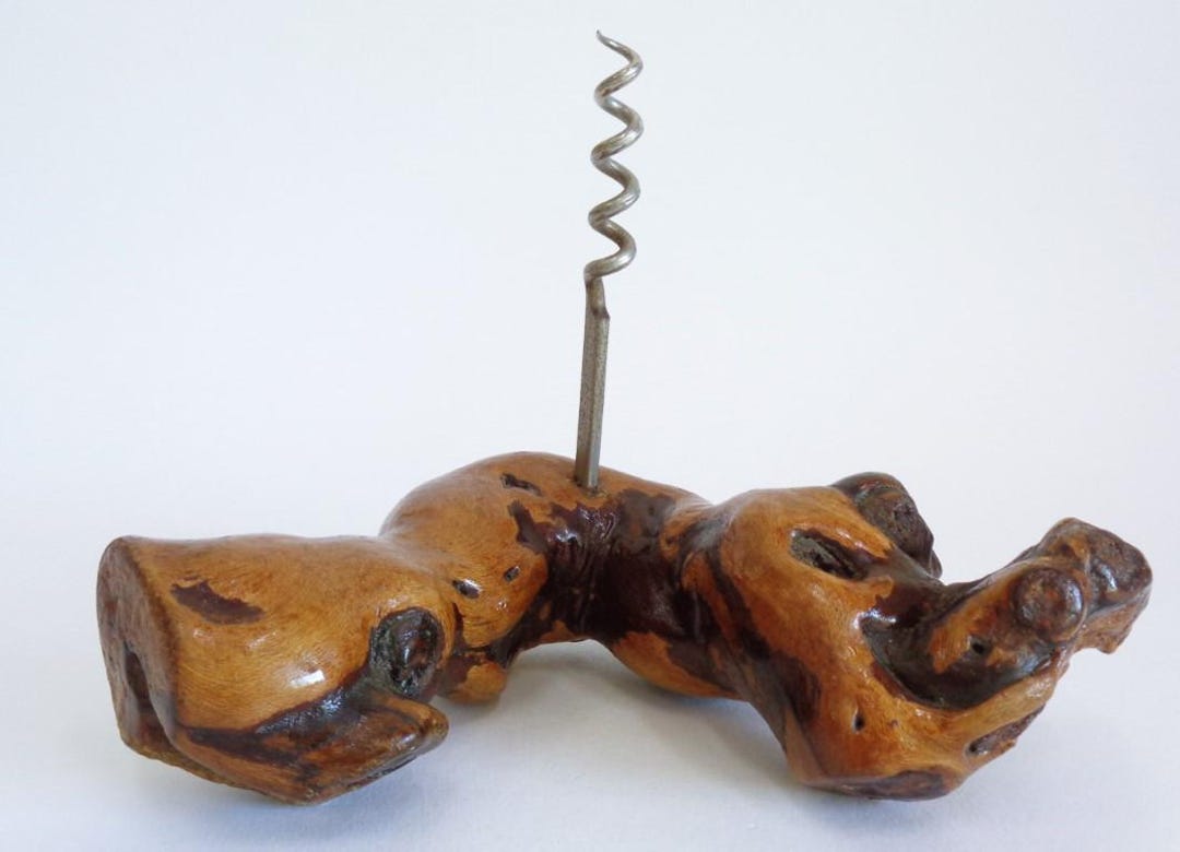 Vintage Grapevine Root Wine Bottle Opener, Hand Made Corkscrew Massive ...