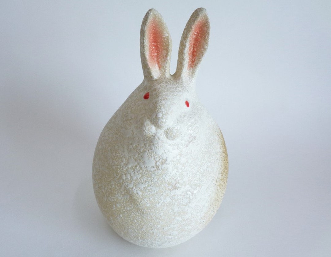 Rabbit Bunny Hare Stoneware Okimono Ornament ,japanese Studio Ceramic ...