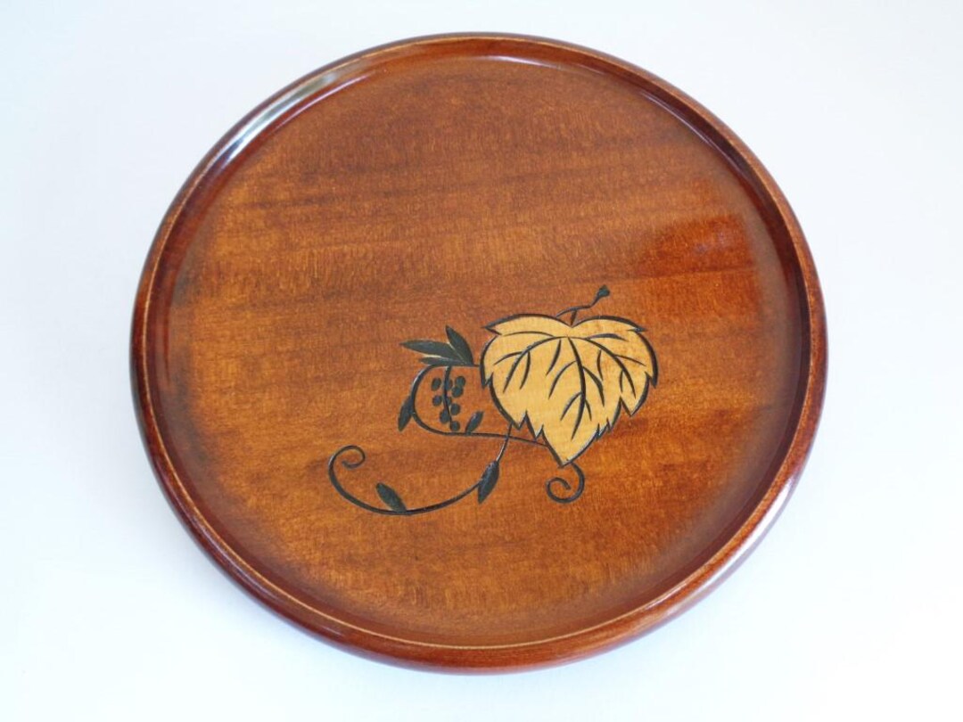 Obon Tray Natural Wood Japanese Futaba Lacquerware Handmade, Carved ...