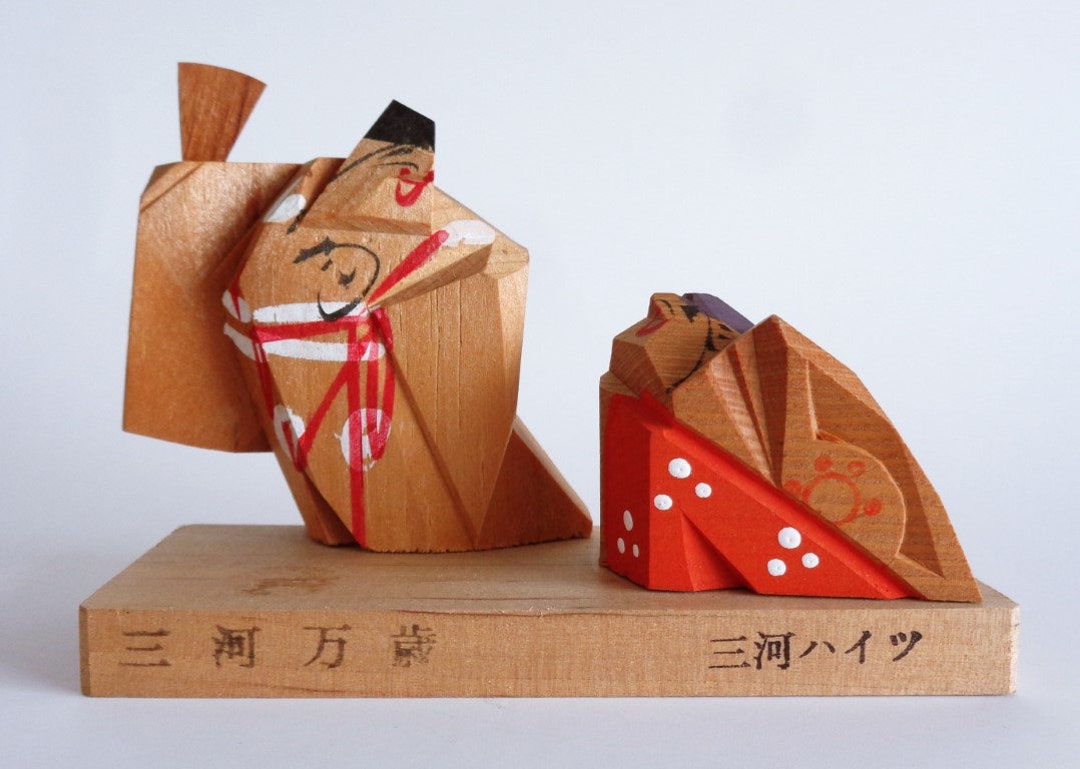 Japanese Wooden Kokeshi Doll on Stand Noh Theater Actors Nara Ittobori ...