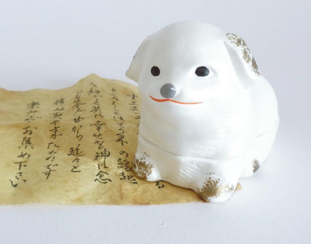 Kogo Incense Container Akita Dog Puppy , Japanese Handmade Art Ceramic ...