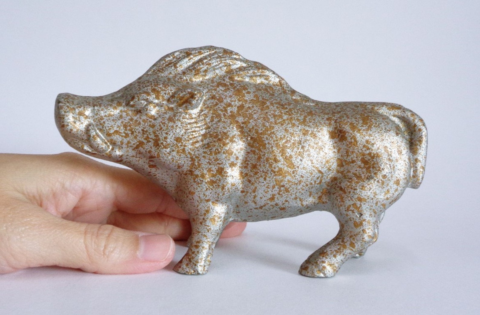 A3815 Wild Boar Iron Statue-okimono Ornament ,metal Wild Boar Sculpture ...