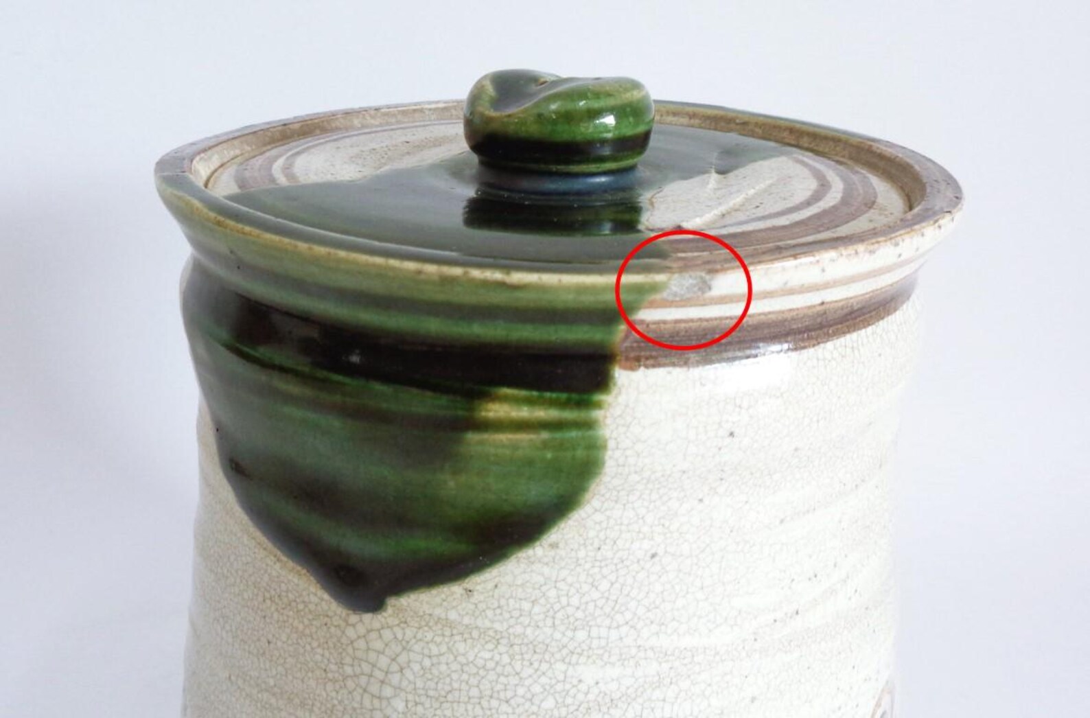 Antique Oribe Mizusashi Jar, Japanese Oribe Hand Made Pottery Green ...