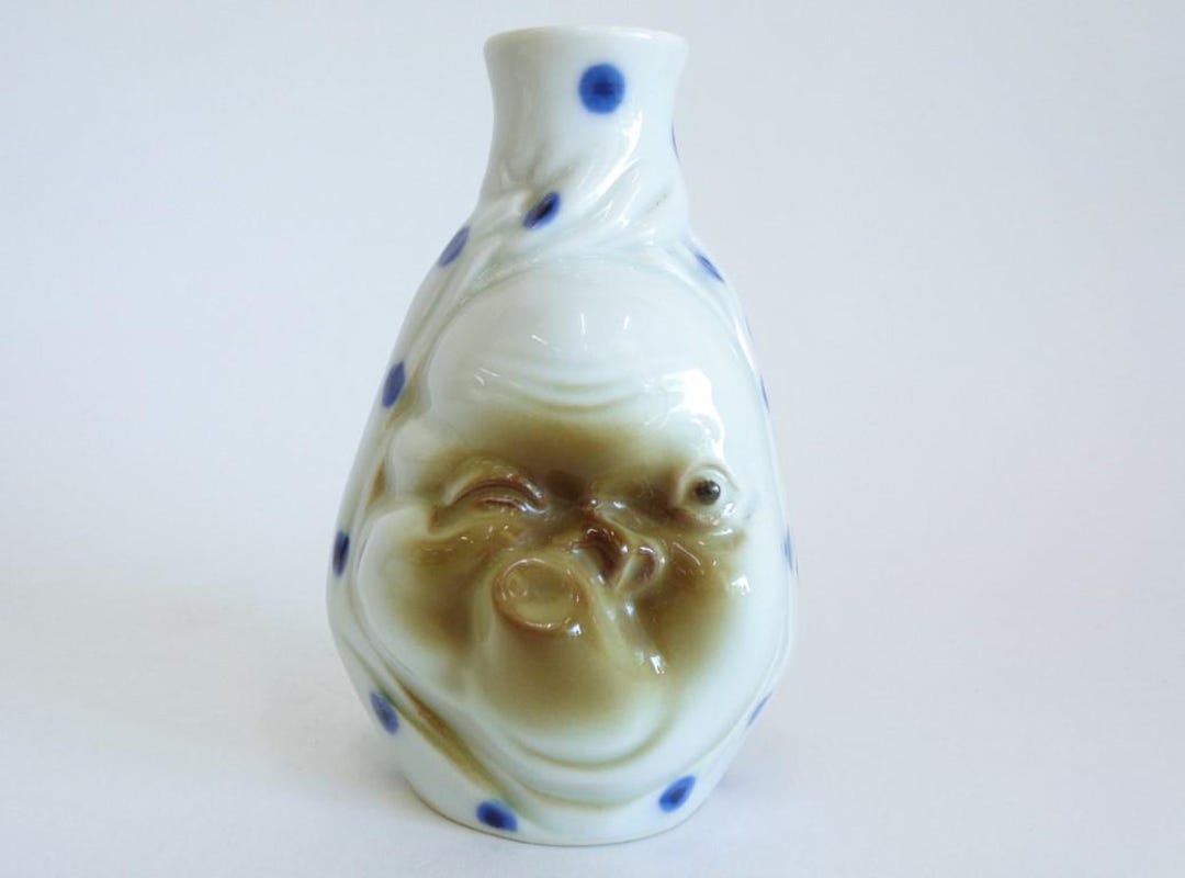 Otafuku & Hyottoko Sake Server Japanese Arita Ware Marked Porcelain ...