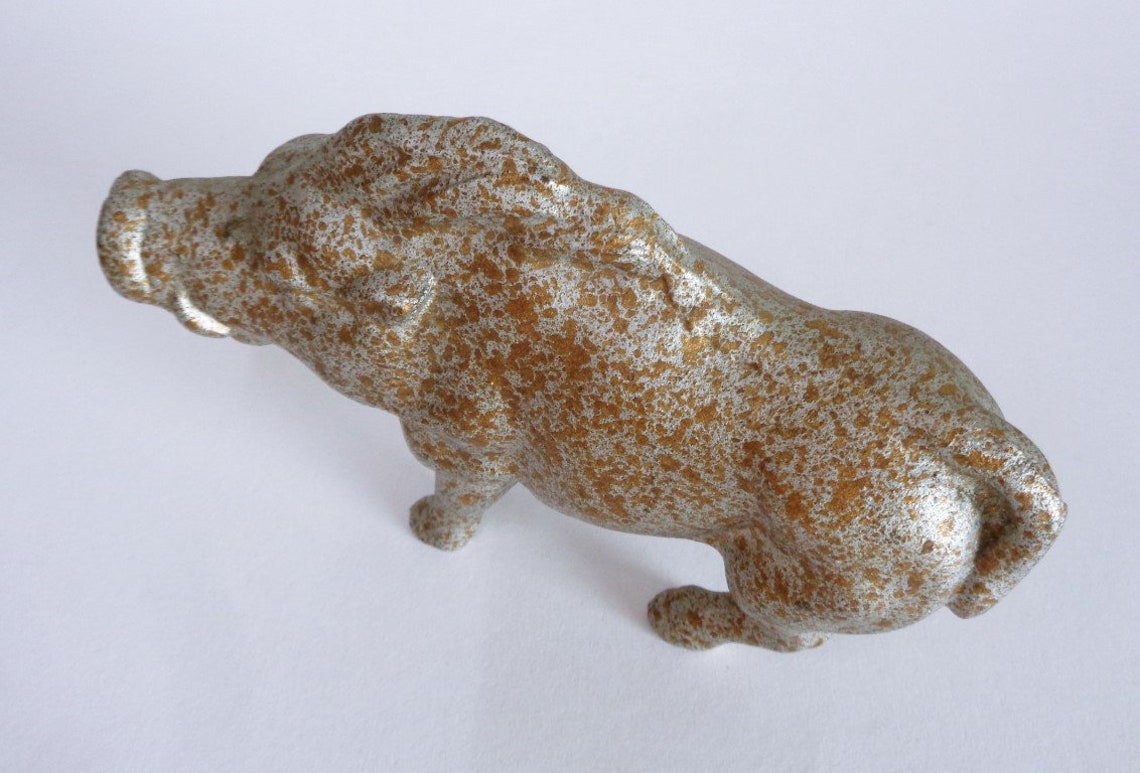 A3815 Wild Boar Iron Statue-okimono Ornament ,metal Wild Boar Sculpture ...