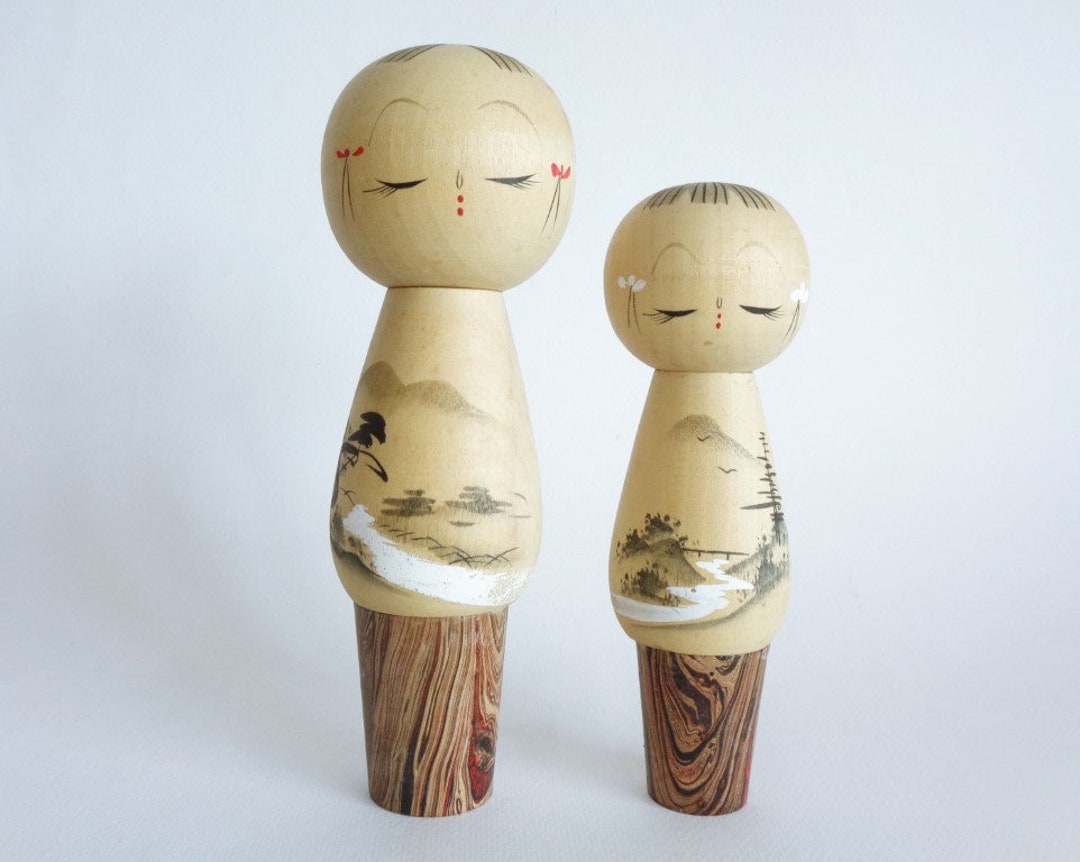 A7565 Pair of Kokeshi Dolls, Japanese Wooden Kokeshi Doll ,artistic ...