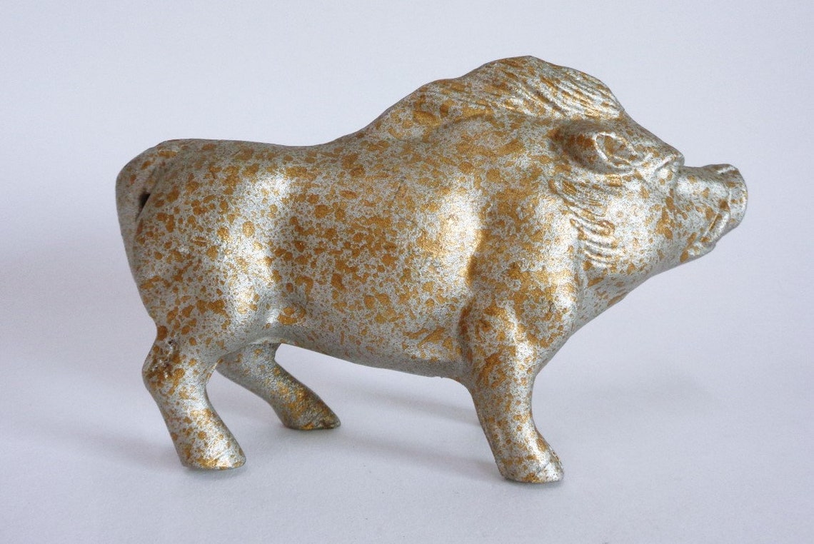 A3815 Wild Boar Iron Statue-okimono Ornament ,metal Wild Boar Sculpture ...
