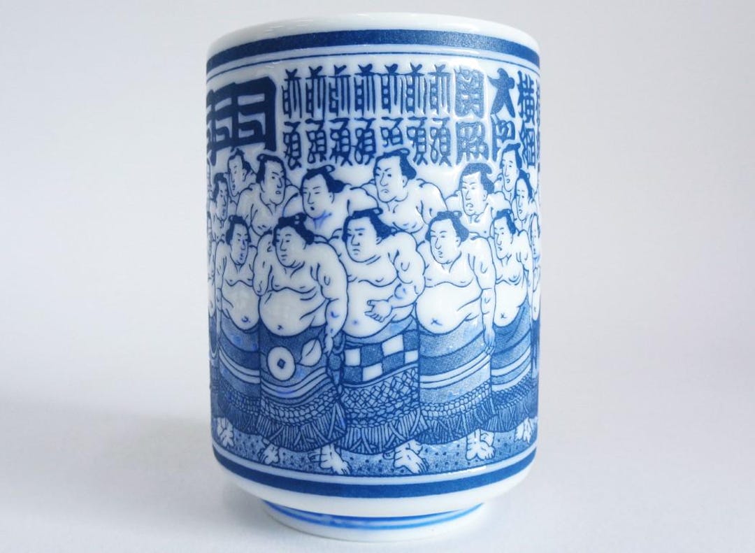 Yunomi Tea Cup With Embossed Sumo Wrestlers ,japanese Arita Hizen ...