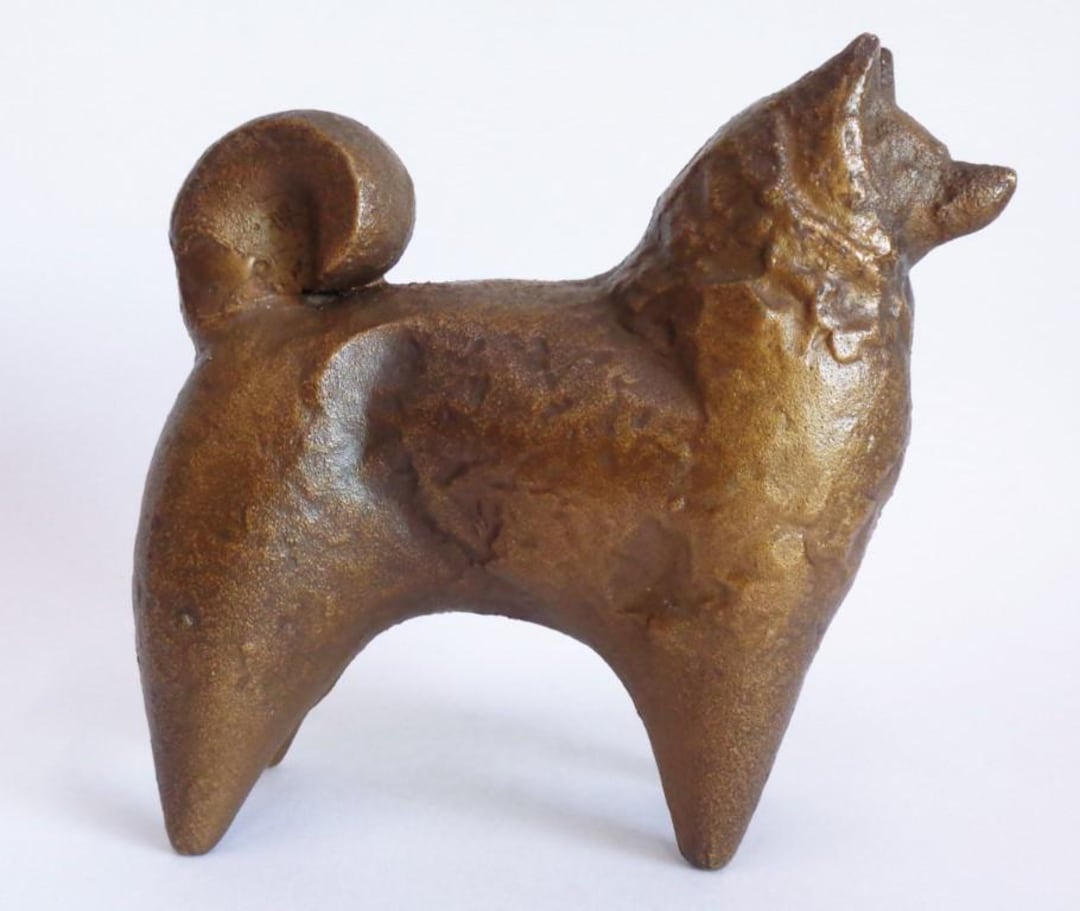 Iron Akita Dog Okimono Ornament Akita Inu Dog Heavy Statuette Very ...