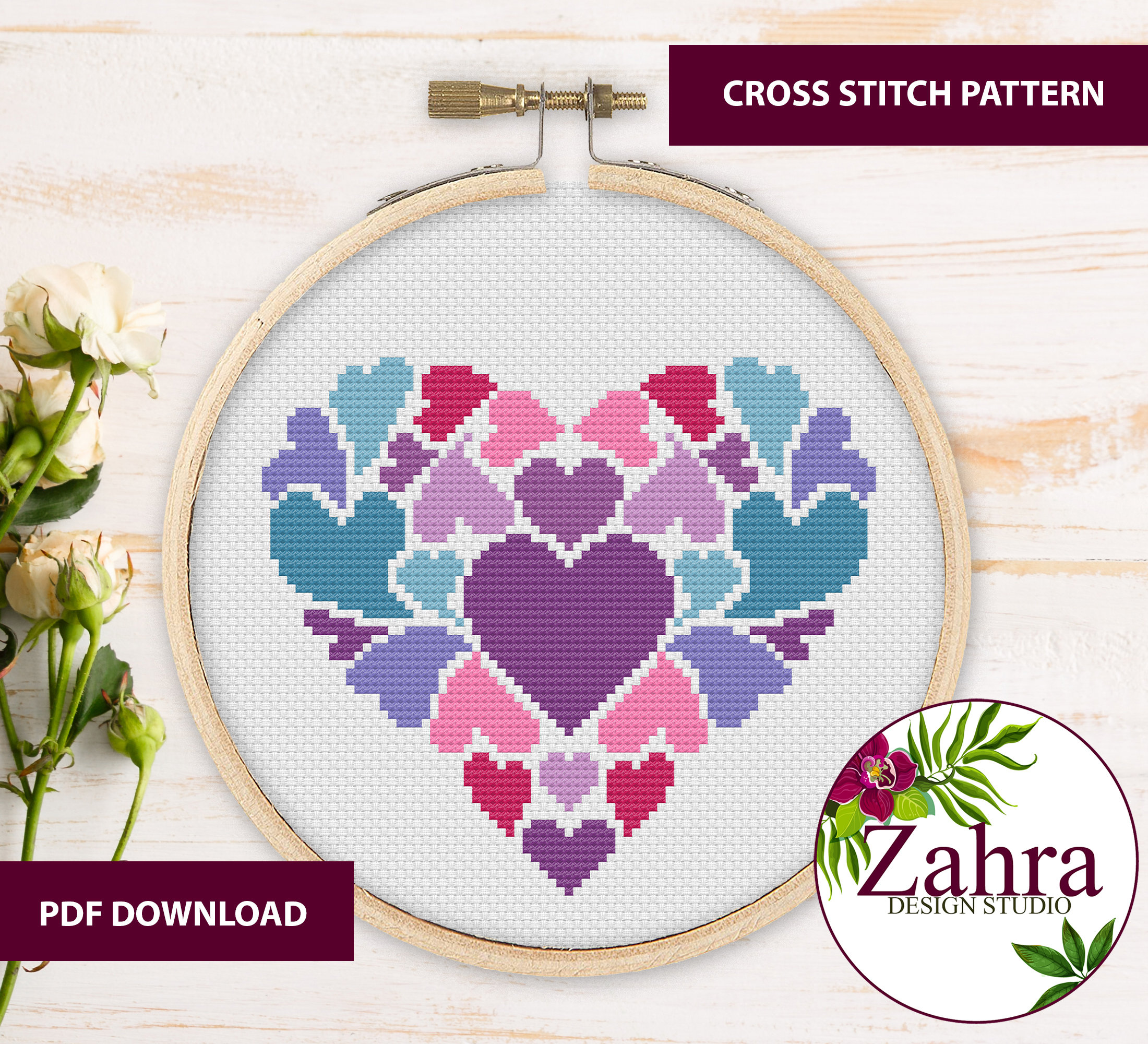 Heart Cross Stitch Pattern. Love Cross Stitch Pattern. PDF - Etsy