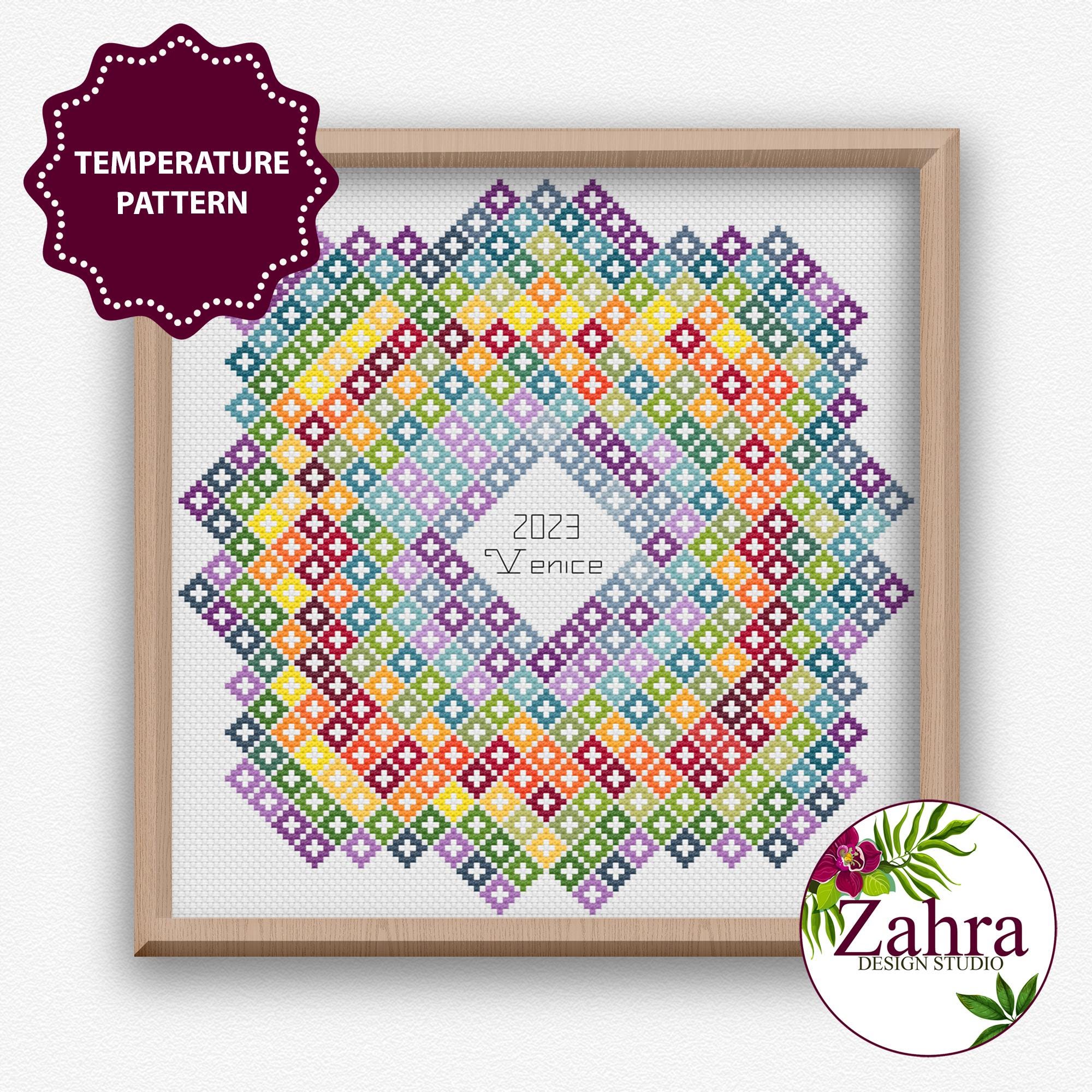 Temperature Tracker Cross Stitch Pattern -mini Diamonds Embroidery ...