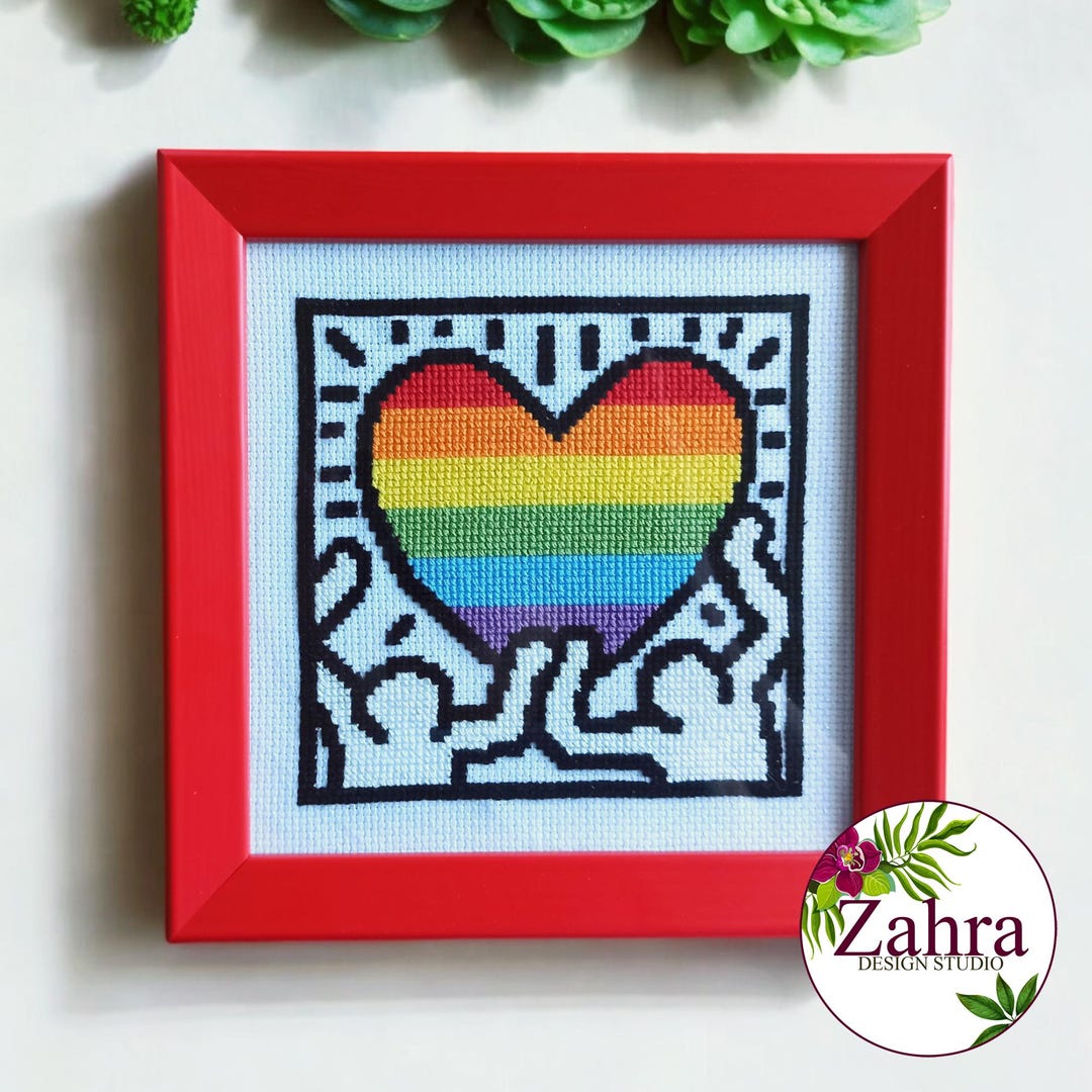 LGBTQ Pride Heart Cross Stitch Pattern – Rainbow Embroidery (PDF ...