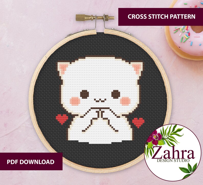 Mochi Peach Cats Peach and Goma Cross Stitch Pattern Cat - Etsy