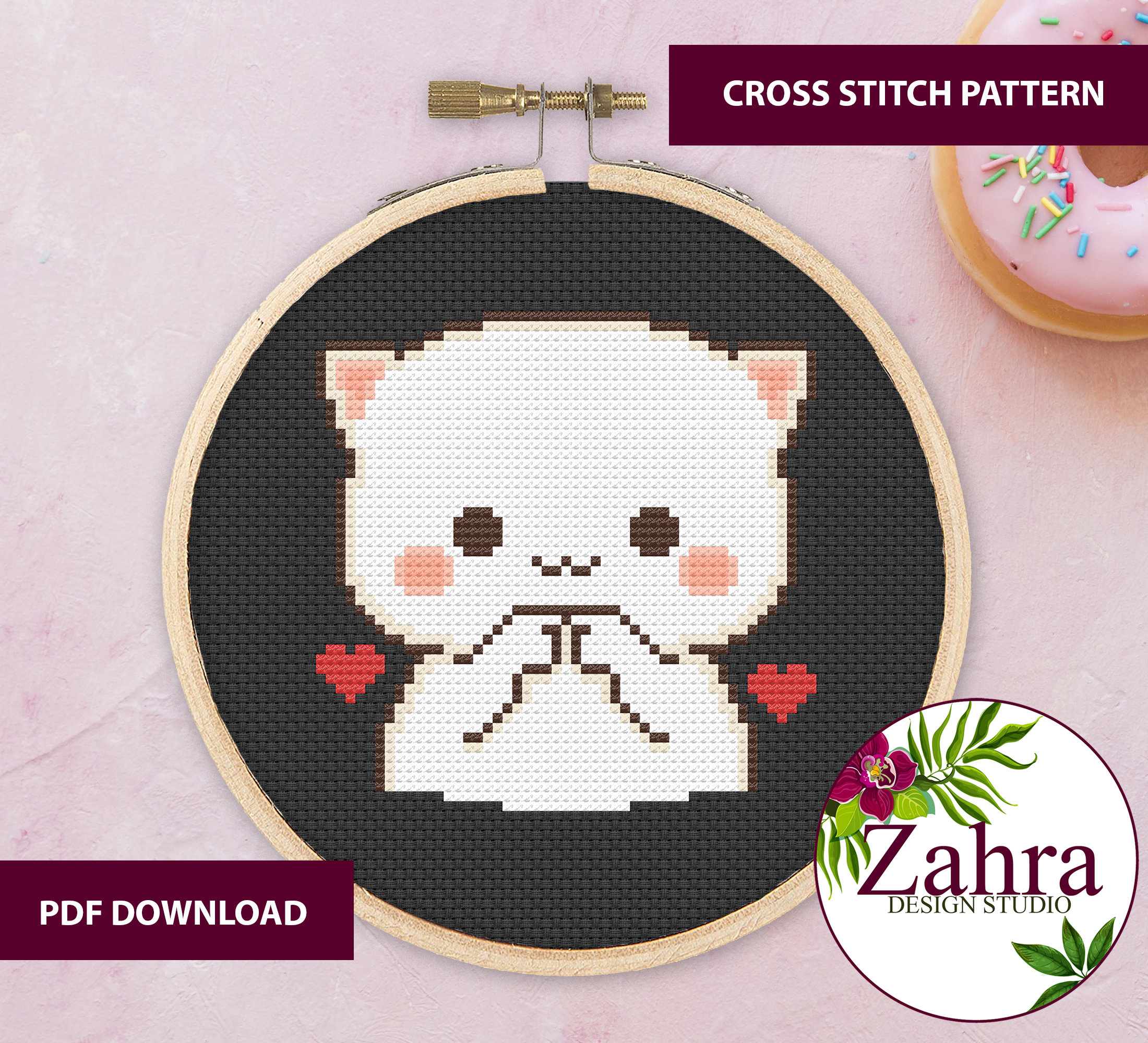 Mochi Peach Cats Peach and Goma Cross Stitch Pattern Cat - Etsy