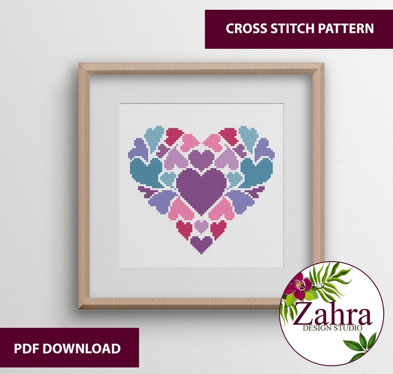 Heart Cross Stitch Pattern. Love Cross Stitch Pattern. PDF - Etsy