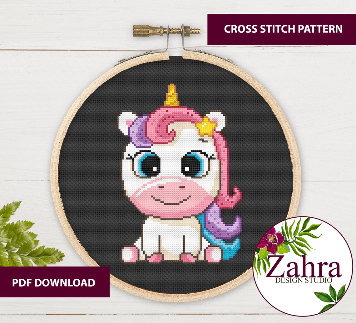 Unicorn Cross Stitch Pattern Cute Cross Stitch Pattern. PDF - Etsy