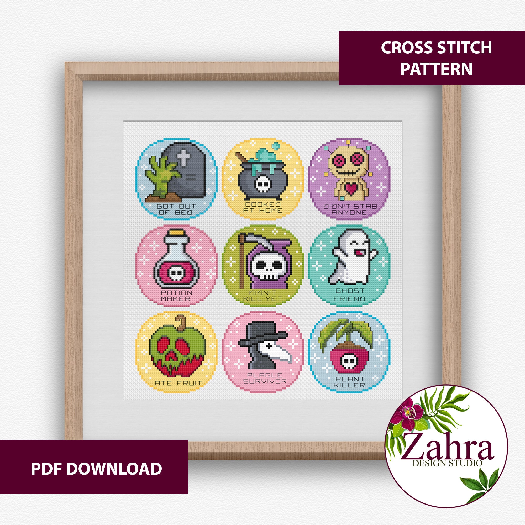 Adult Merit Badges Cross Stitch Pattern - Gothic Embroidery Design (PDF ...