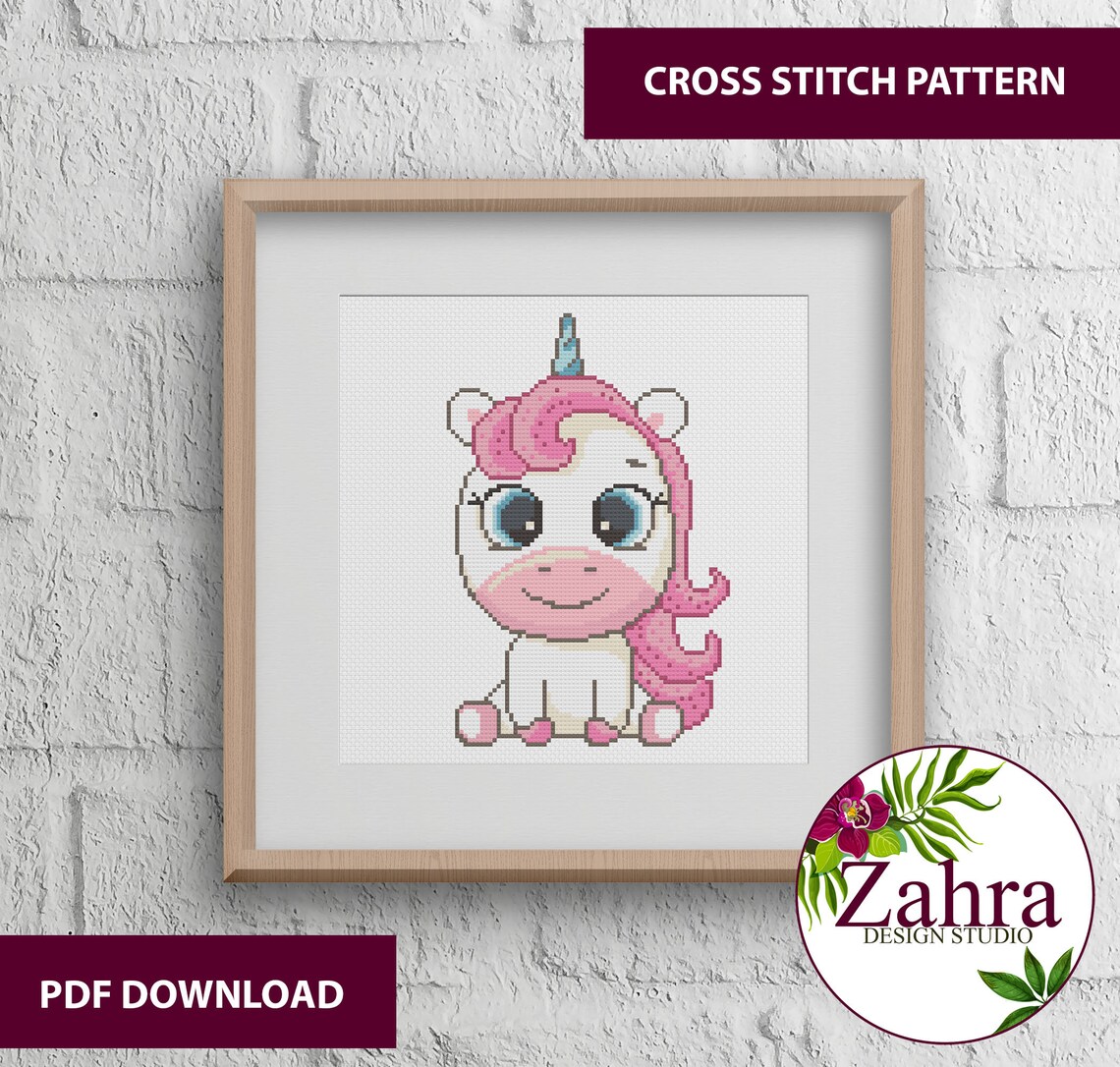 Unicorn Cross Stitch Pattern Cute Cross Stitch Pattern. PDF | Etsy