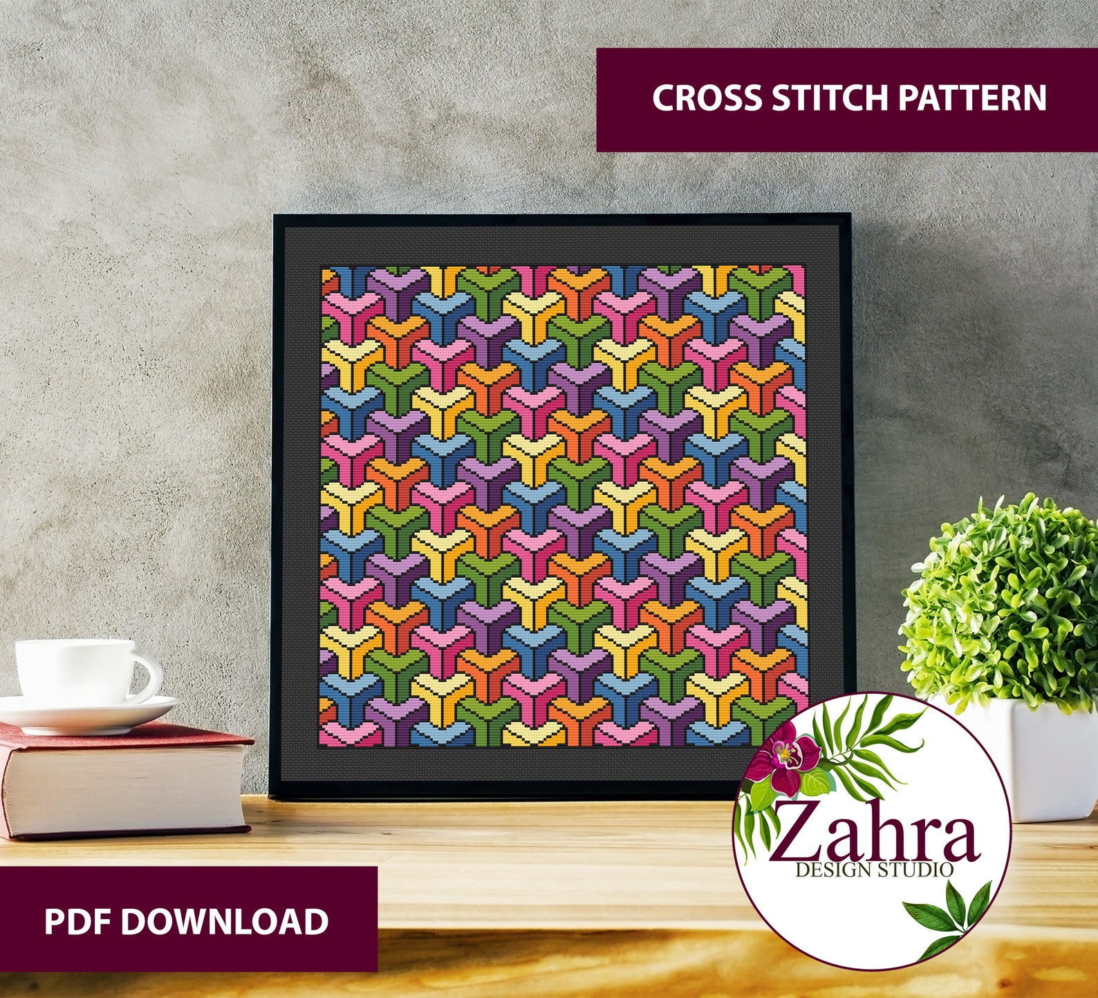 Geometric Cross Stitch Pattern Sampler Cross Stitch. Abstract - Etsy