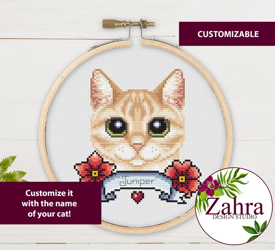 Cream Tabby Cat Cross Stitch Pattern. Cat Cross Stitch Chart. - Etsy