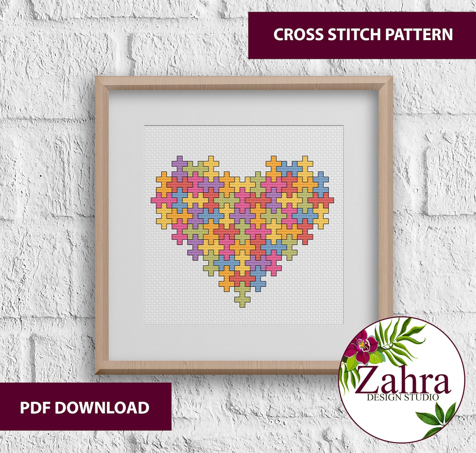 Heart Cross Stitch Pattern. Love Cross Stitch Pattern. PDF - Etsy