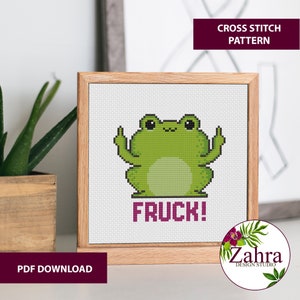 Fruck! Frog Cross Stitch Pattern. Funny Cross Stitch Pattern. Sassy ...